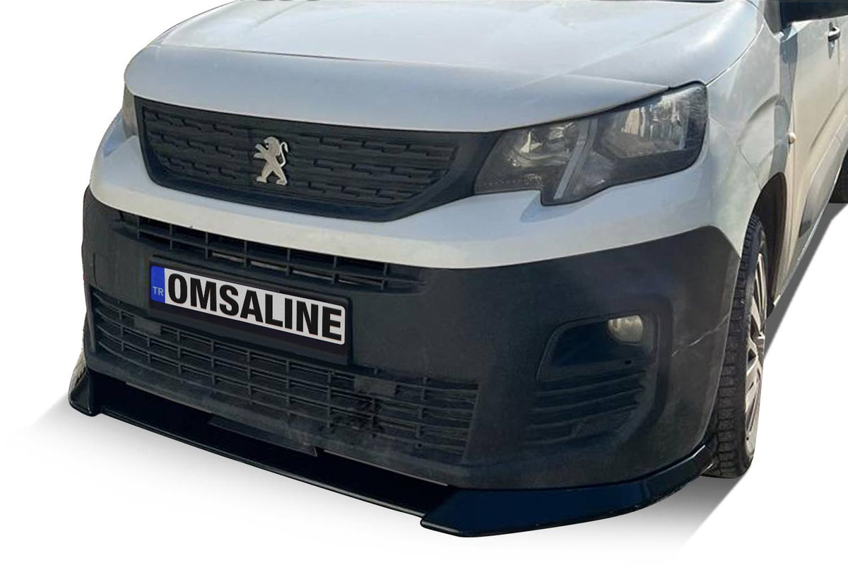 Peugeot Partner Front Bumper Lip Piano Black 2018-2022 - Omsa Line